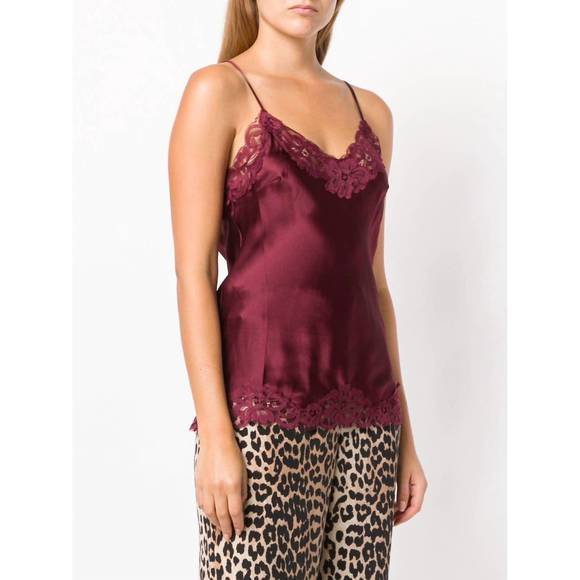 GOLD HAWK | Tops | New Gold Hawk Floral Lace Silk Camisole In Bordeaux ...